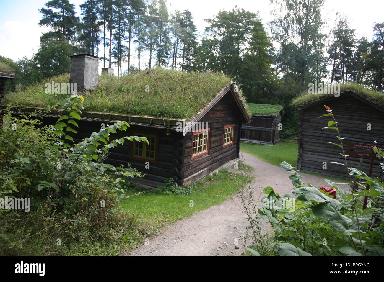 Open air museum in Oslo, Bygdoy folks museum with traditional wooden ...