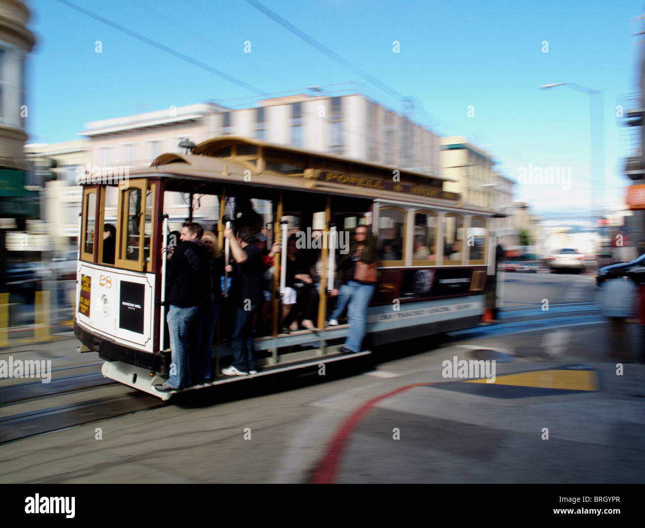 A tram on a street in San Francisco in California, United States Stock ...