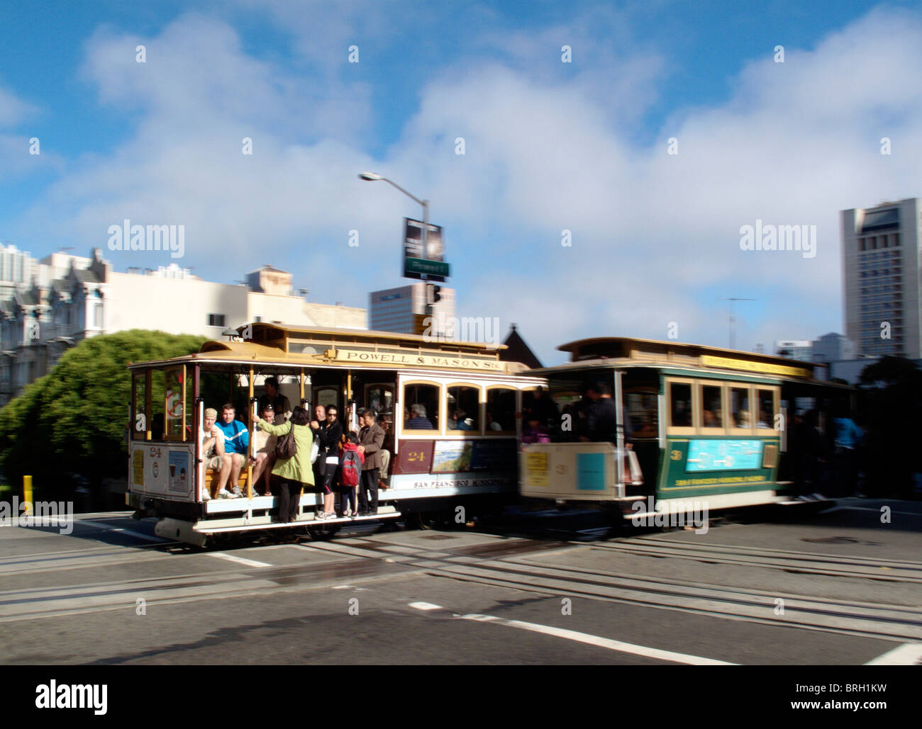 A tram on a street in San Francisco in California, United States Stock ...