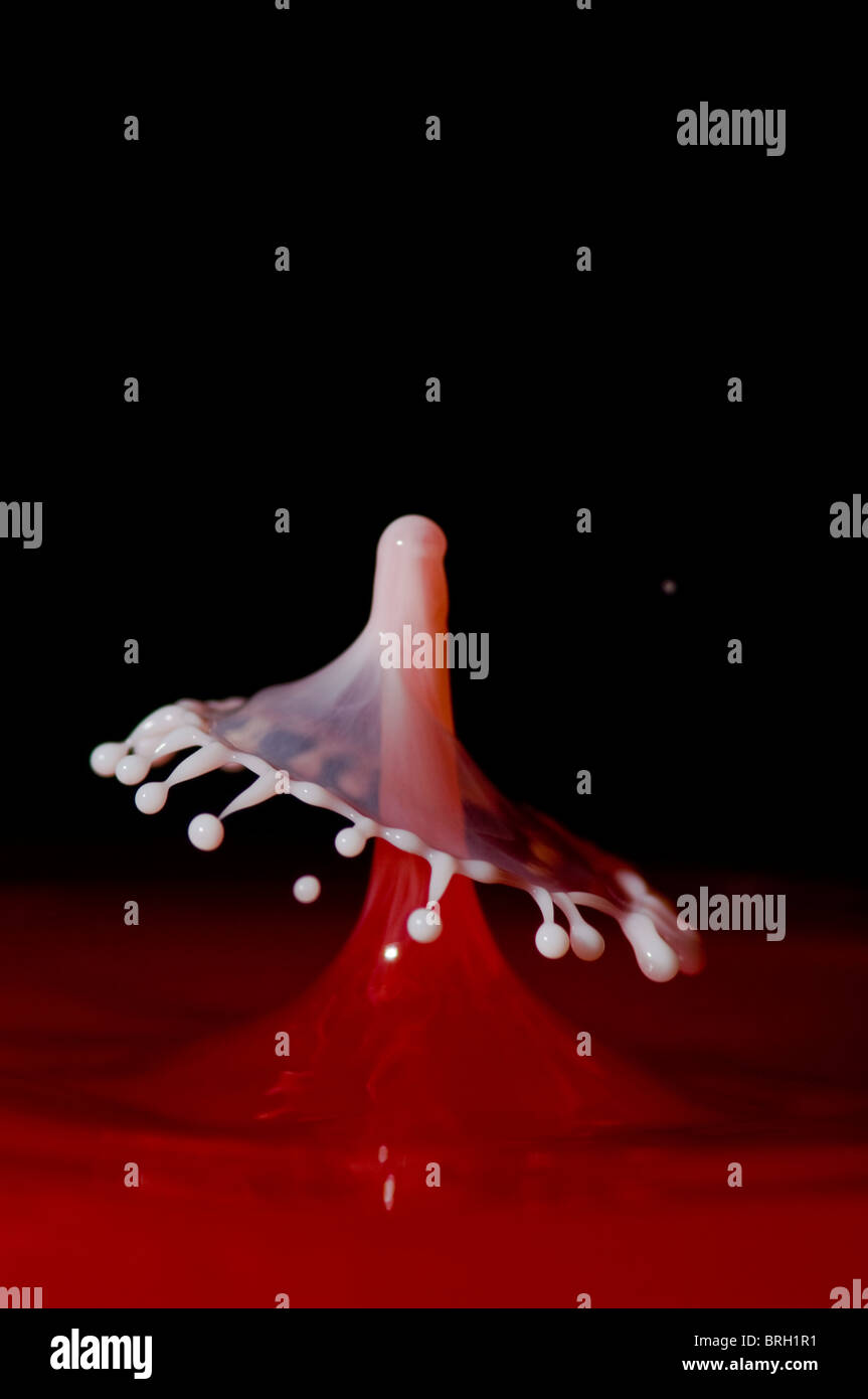 Fluid droplet collision captured with high speed photography Stock ...