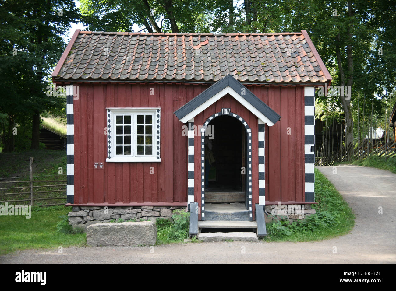 Open air museum in Oslo, Bygdoy folks museum with traditional wooden ...