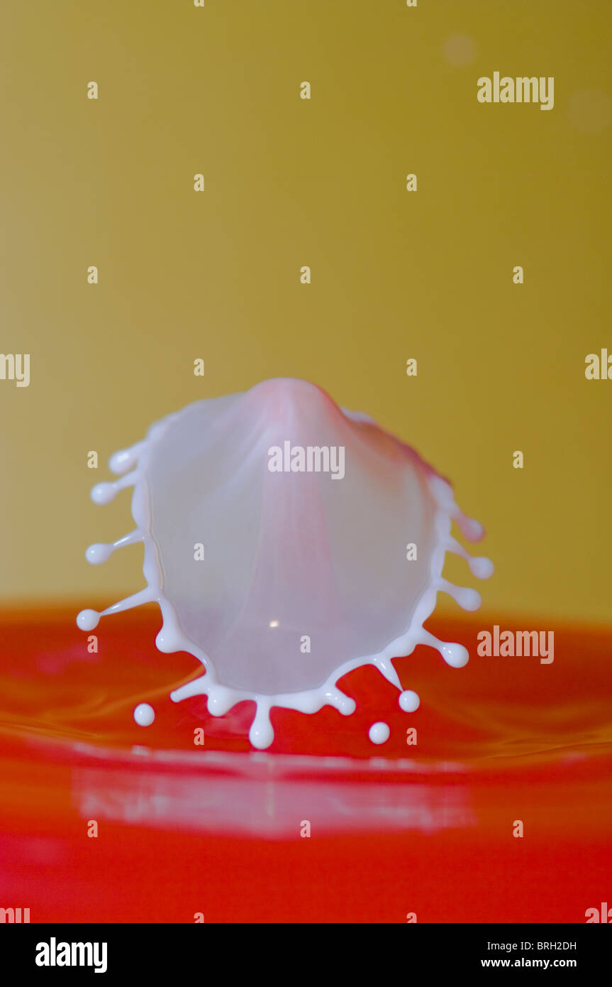 Fluid droplet collision captured with high speed photography Stock ...