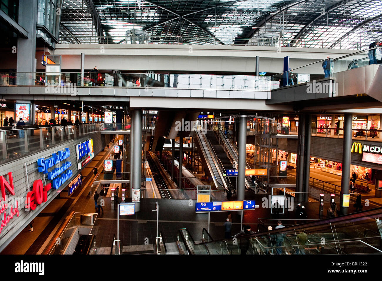 Berlin Hauptbahnhof the city's main railway station with trains running ...