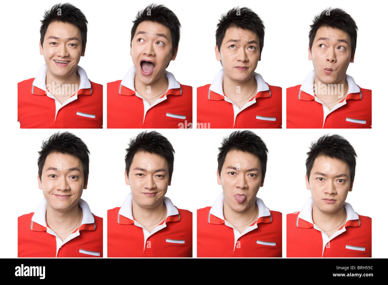 Young man's different facial expression Stock Photo - Alamy