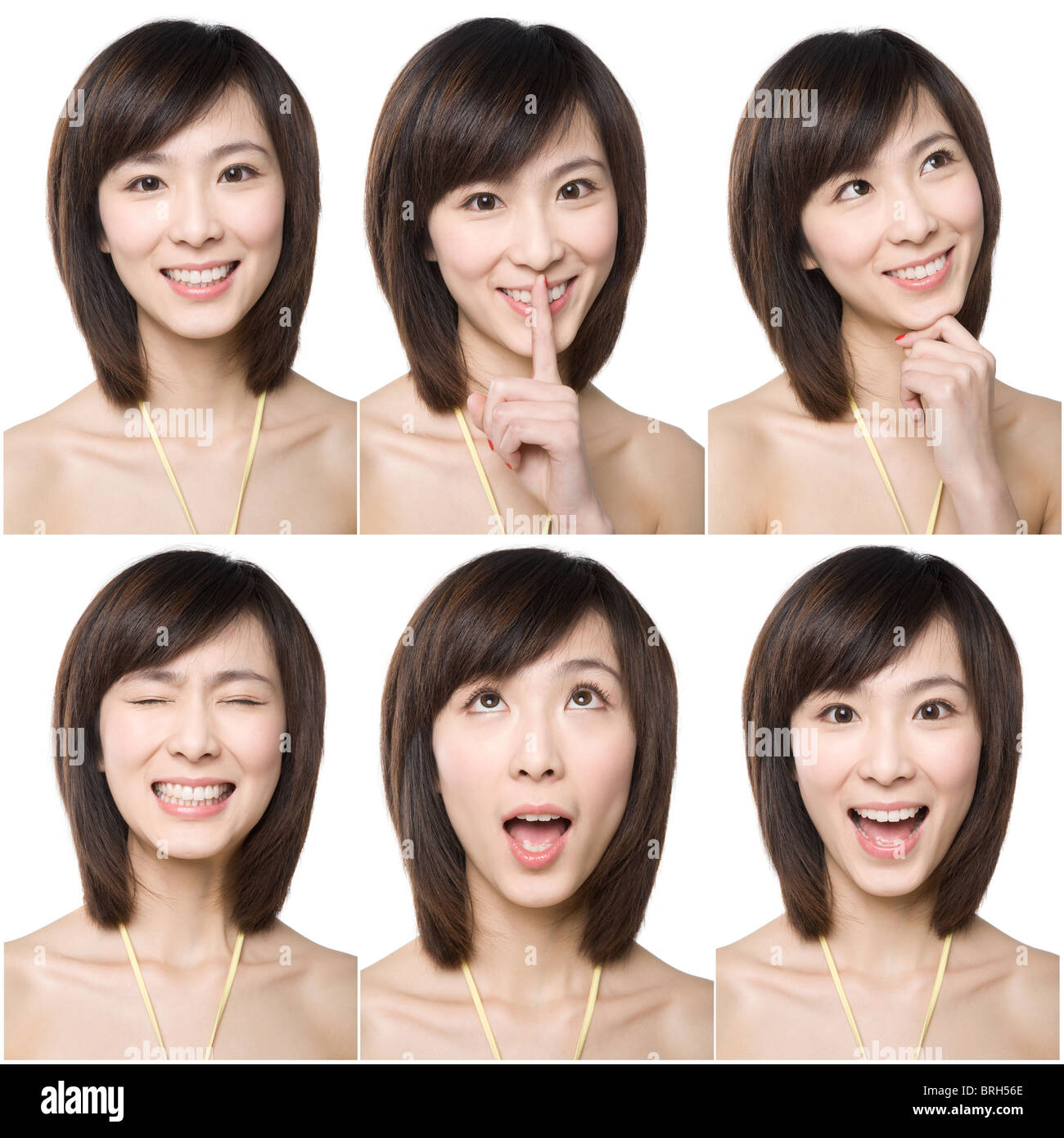 Young woman's different facial expression Stock Photo - Alamy