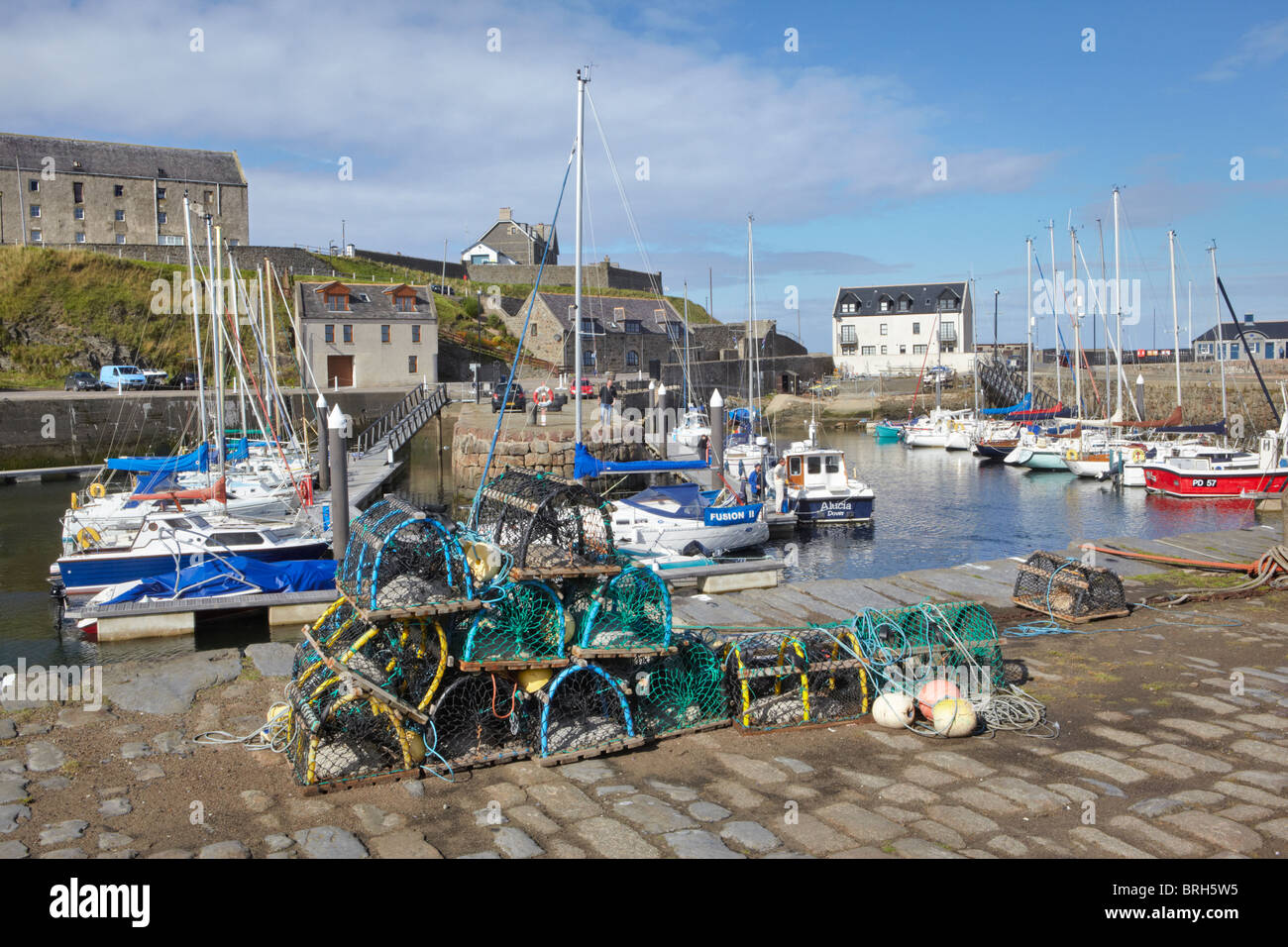 Banff harbour marina on the Moray Firth, Aberdeenshire Stock Photo - Alamy