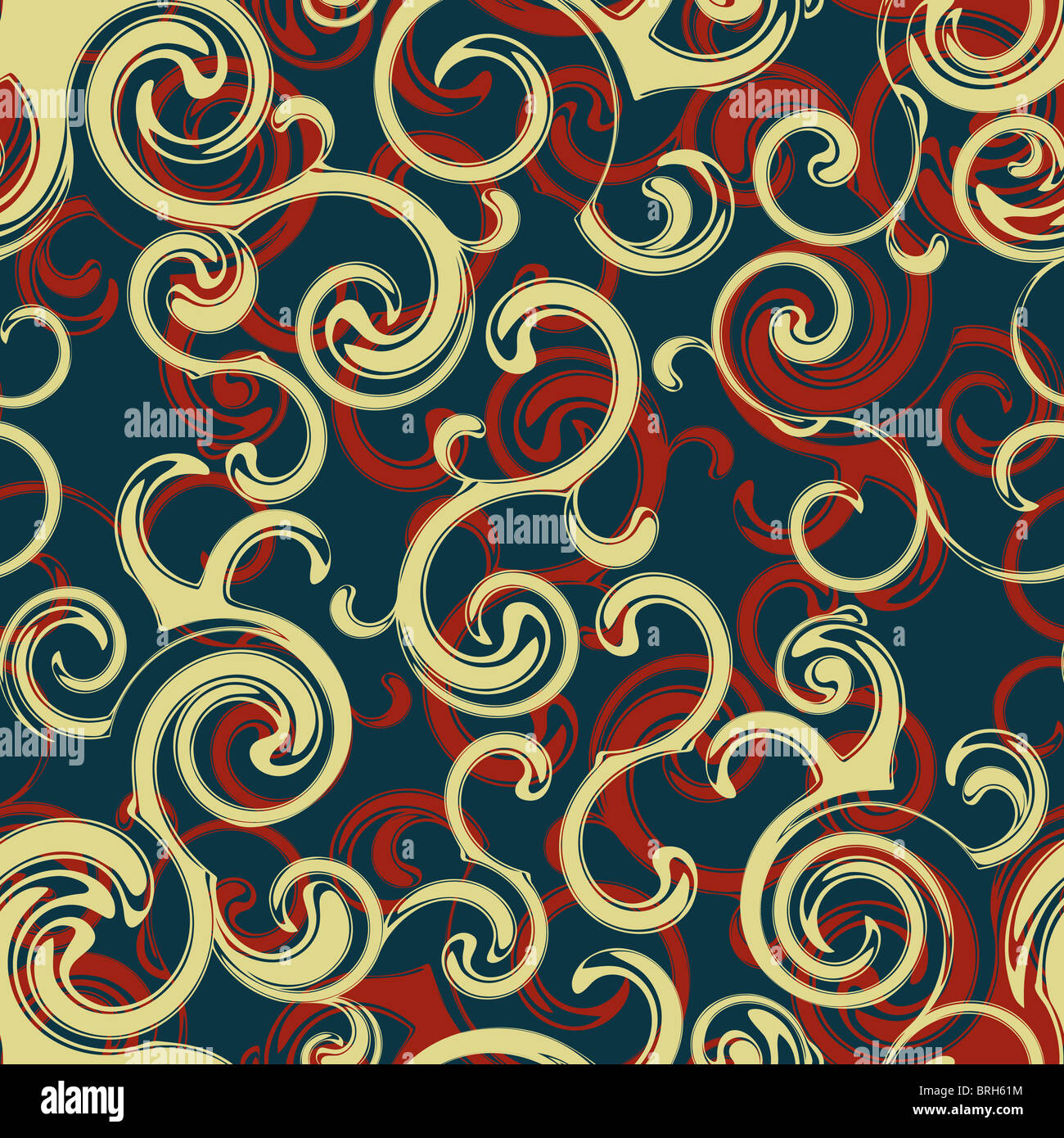 Illustrated seamless wallpaper tile of a curly design Stock Photo - Alamy