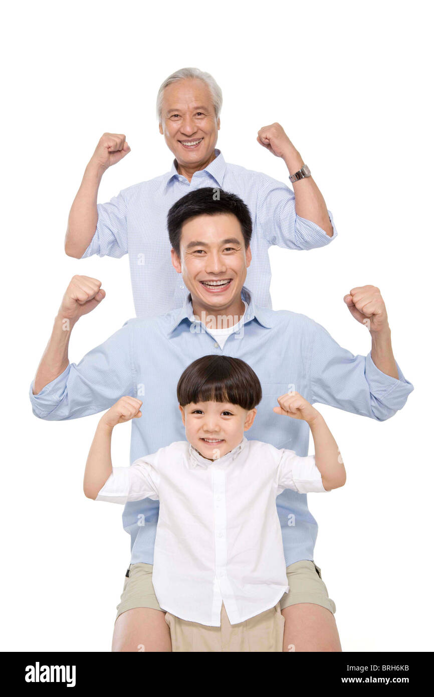Three generations of strong males Stock Photo - Alamy