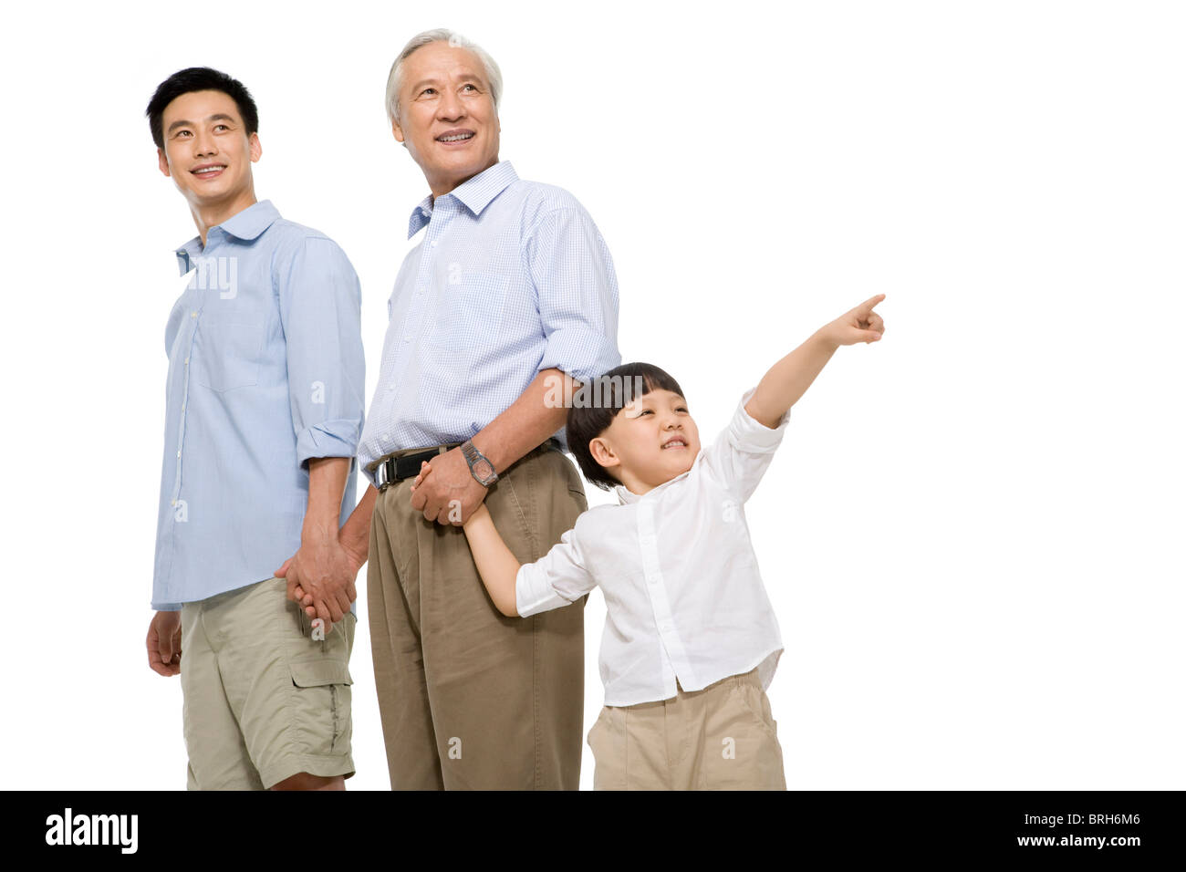 Portrait of three generations of males Stock Photo - Alamy