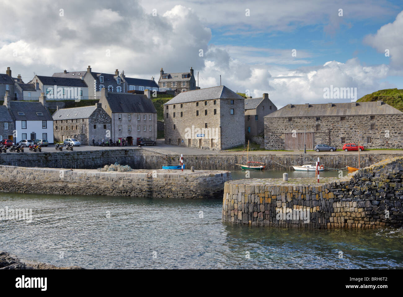 The seventeenth century harbour at Portsoy near Banff in Aberdeenshire ...