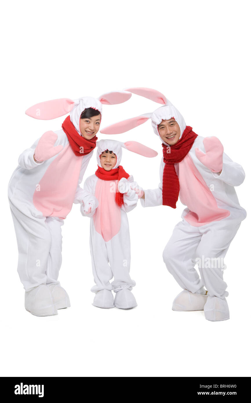 Family celebrating the Year of the Rabbit Stock Photo - Alamy