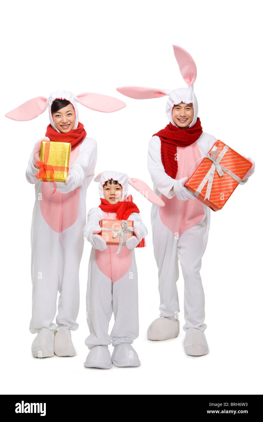 Family celebrating the Year of the Rabbit Stock Photo - Alamy