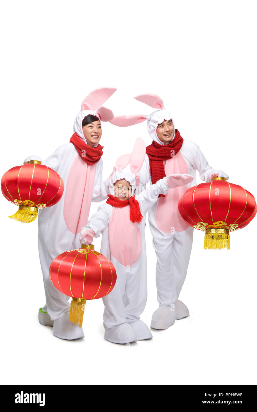 Family celebrating the Year of the Rabbit Stock Photo - Alamy