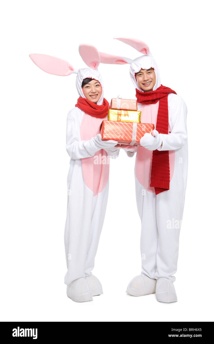 Adult couple celebrating the Year of the Rabbit Stock Photo - Alamy
