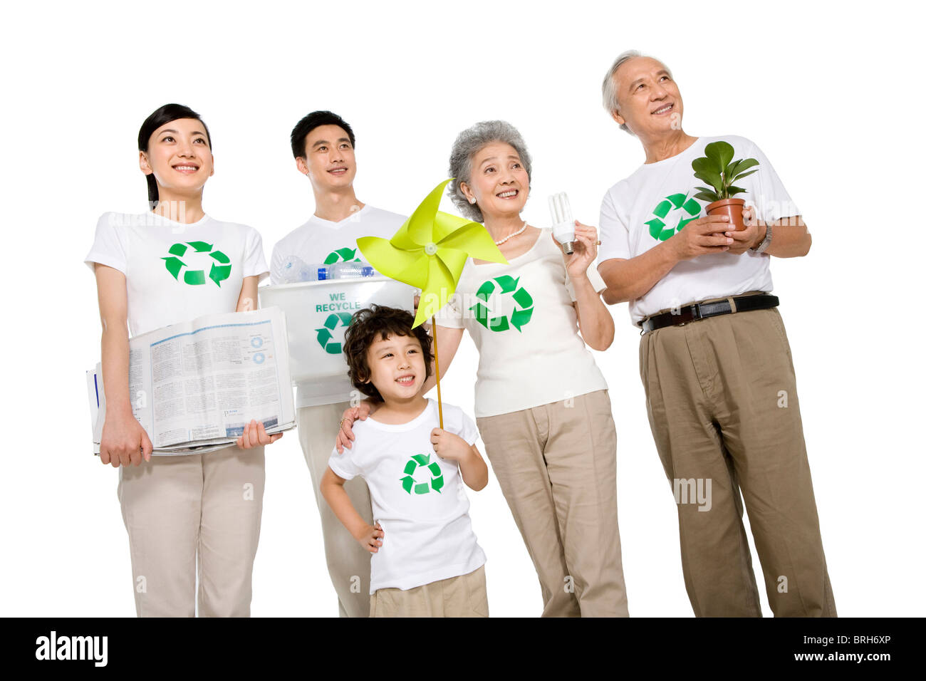 Portrait of an eco-friendly family Stock Photo - Alamy