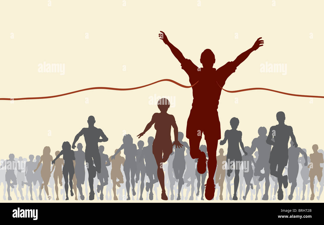 Running a race finishing line hi-res stock photography and images - Alamy