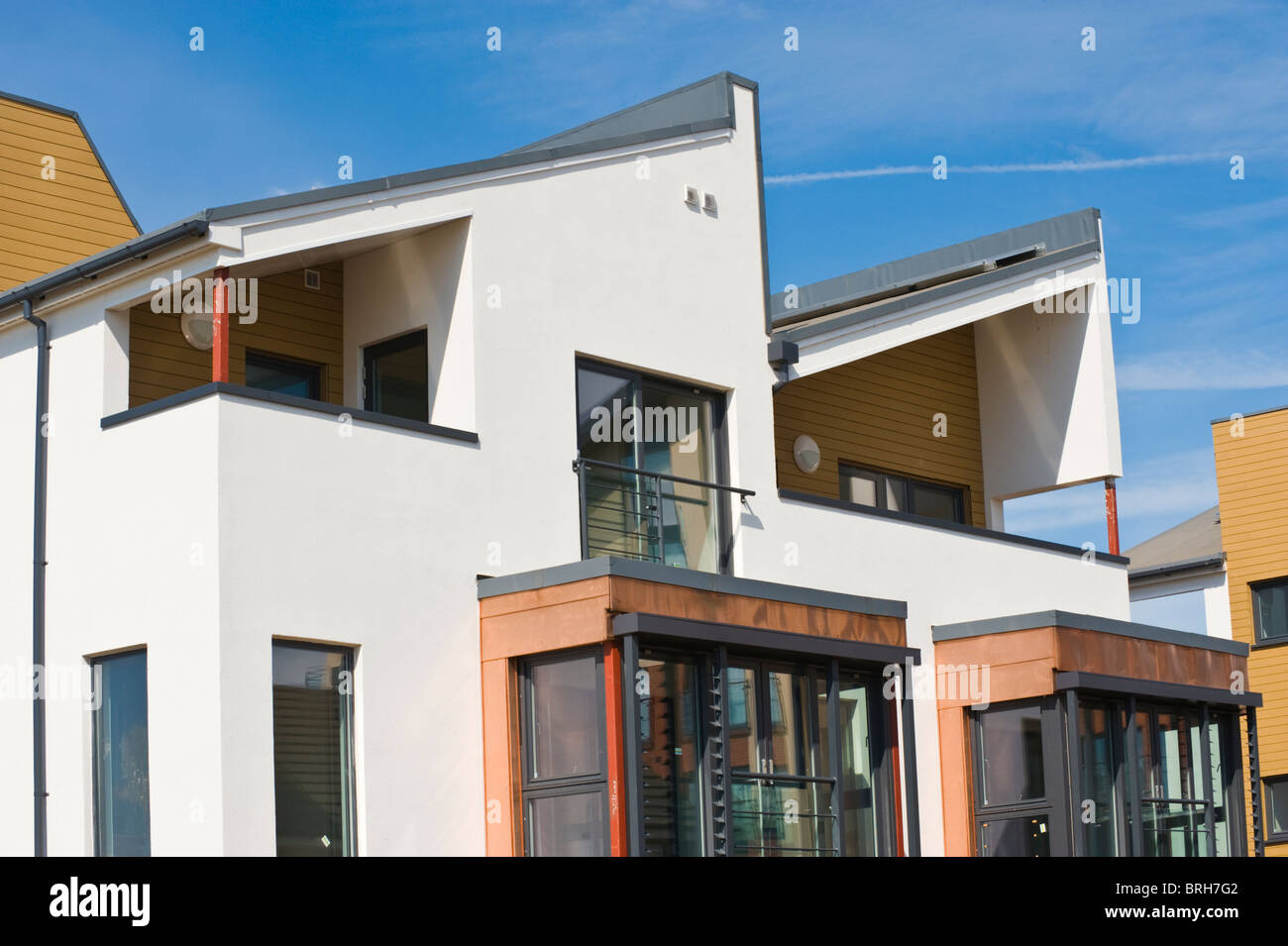Modern apartments with copper clad window frames under construction on ...