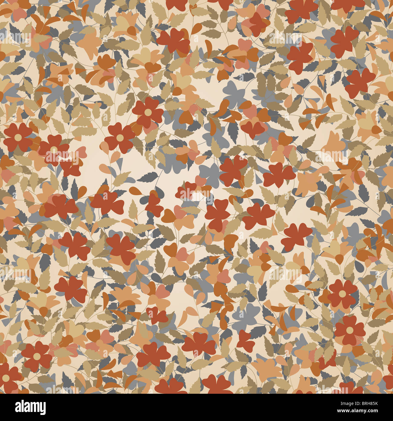 Illustrated seamless tile of flowering plants Stock Photo - Alamy