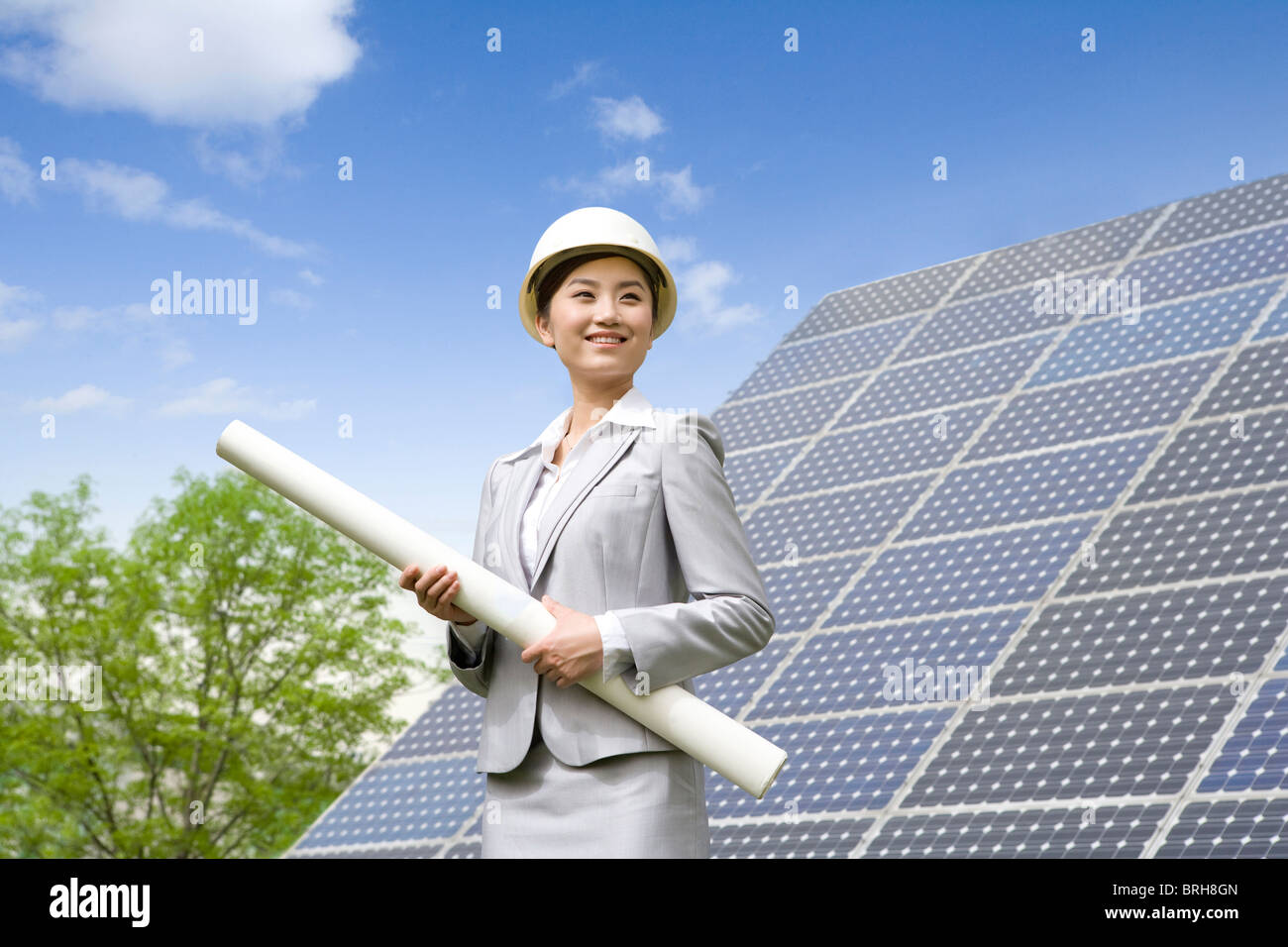 Asian woman engineer holding solar hi-res stock photography and images ...