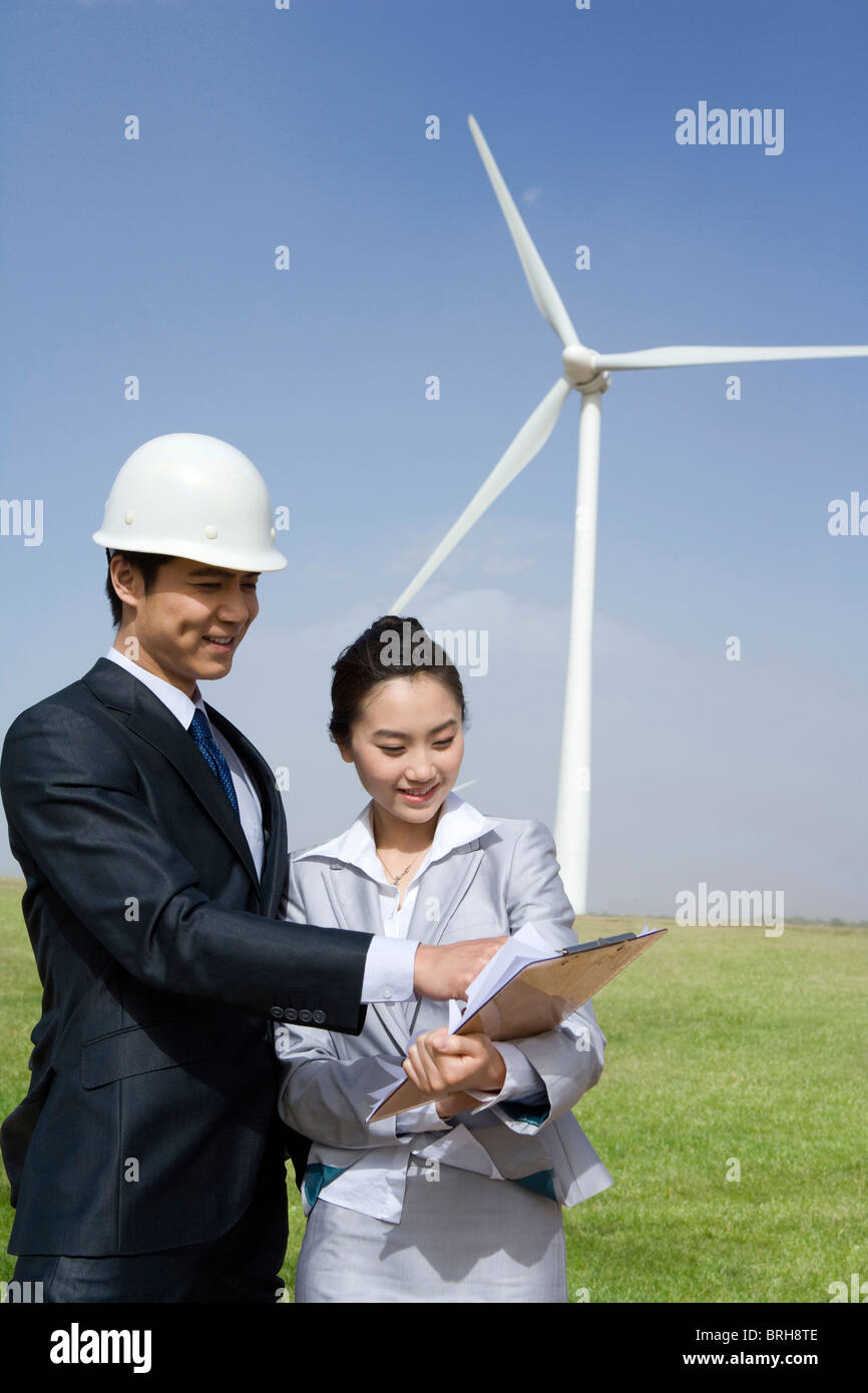 Two engineers wind turbines hi-res stock photography and images - Alamy