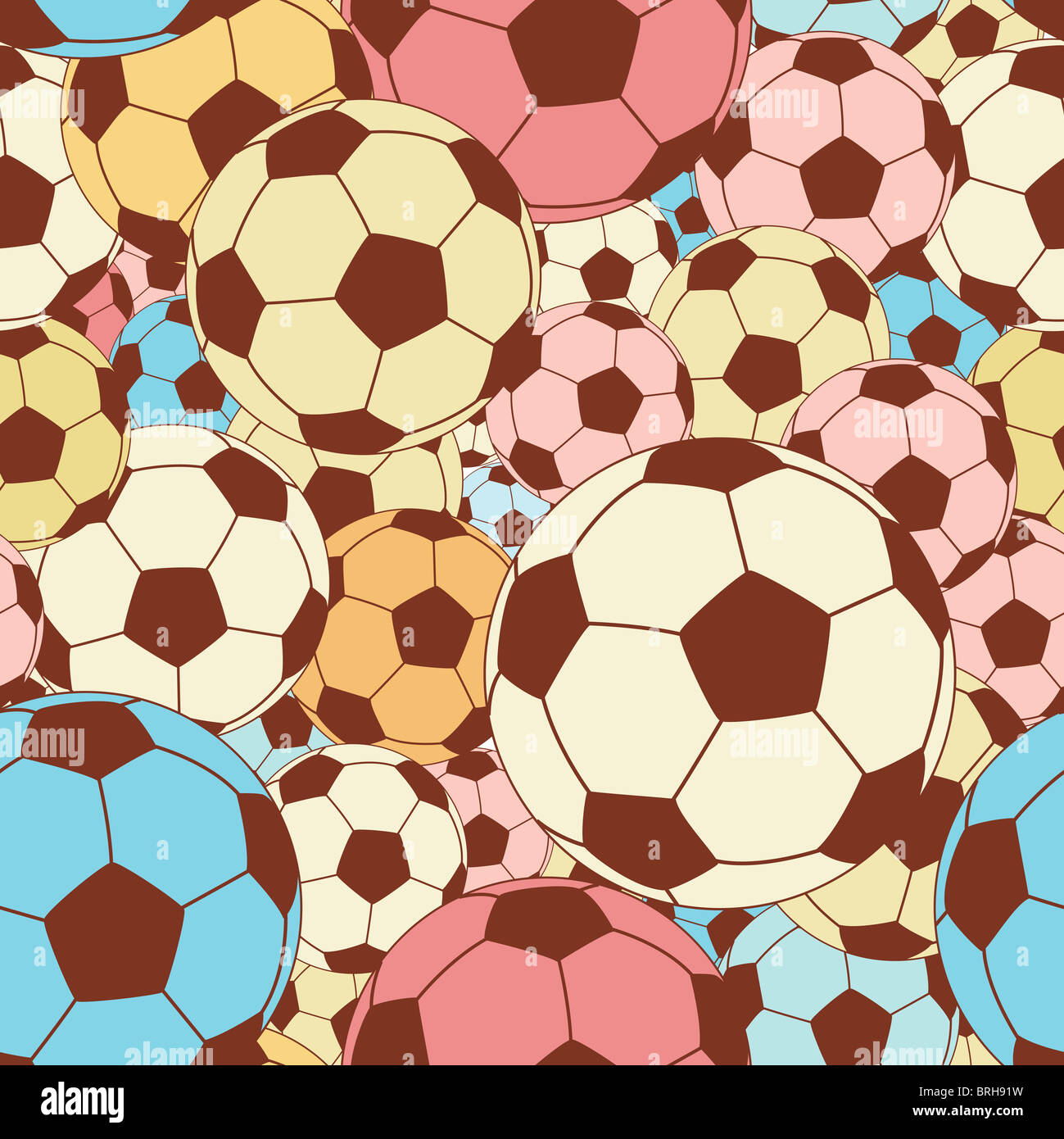 Illustrated seamless tile of colorful footballs Stock Photo - Alamy
