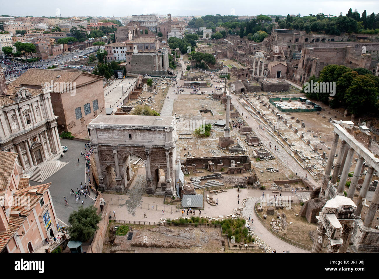 Roman Forum ruins panoramic hight view aerial Rome Italy old city Stock ...
