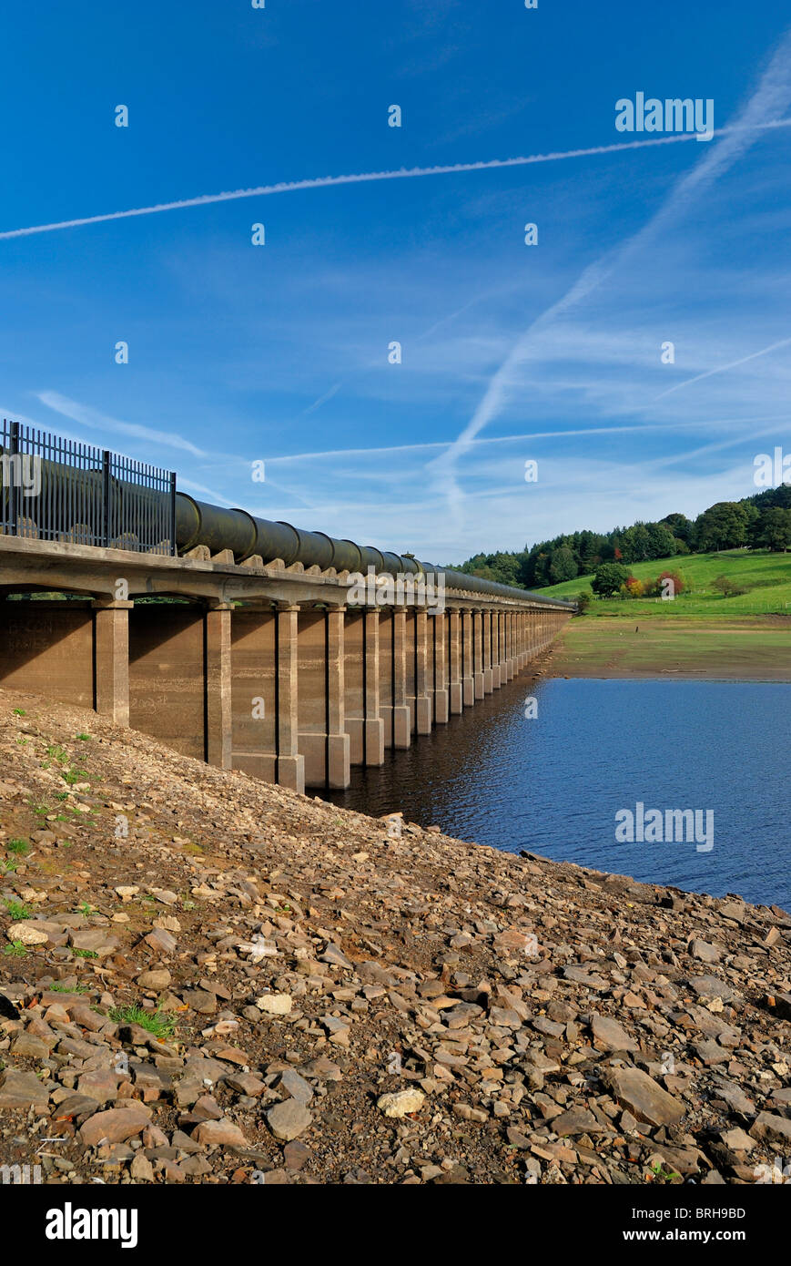 aqueduct across ladybower dam Derbyshire england uk Stock Photo - Alamy