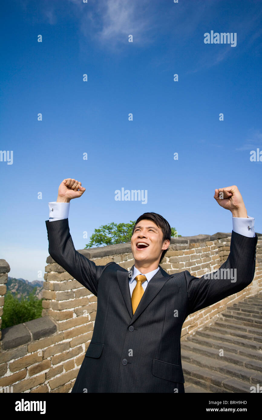Happy man great wall china hi-res stock photography and images - Alamy
