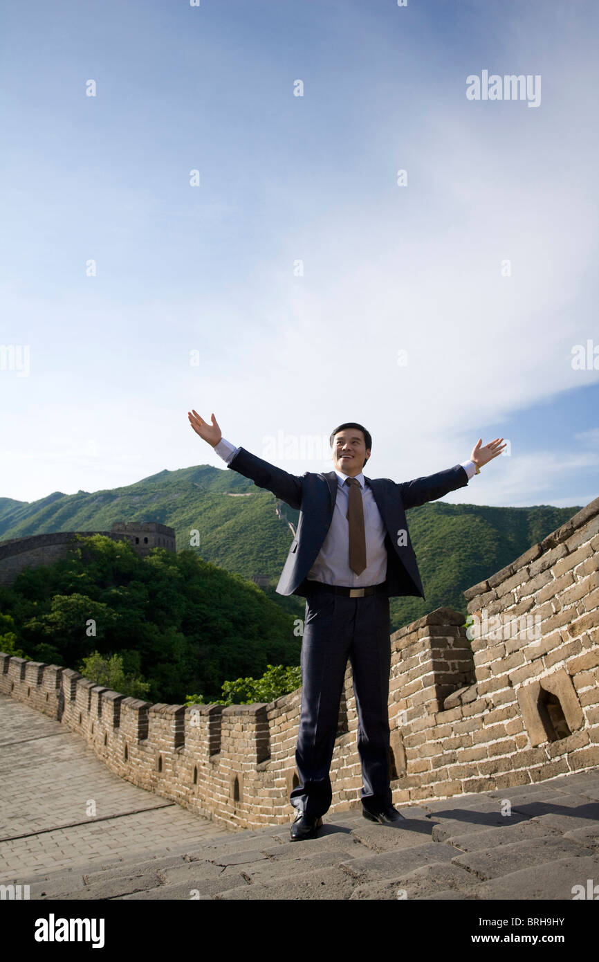 Happy man great wall china hi-res stock photography and images - Alamy