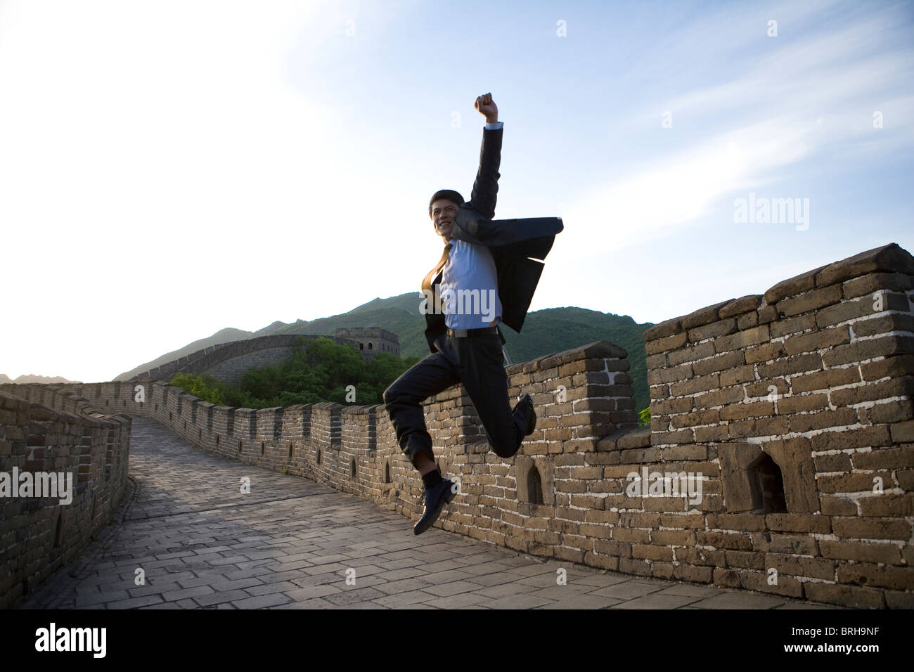 Happy man great wall china hi-res stock photography and images - Alamy