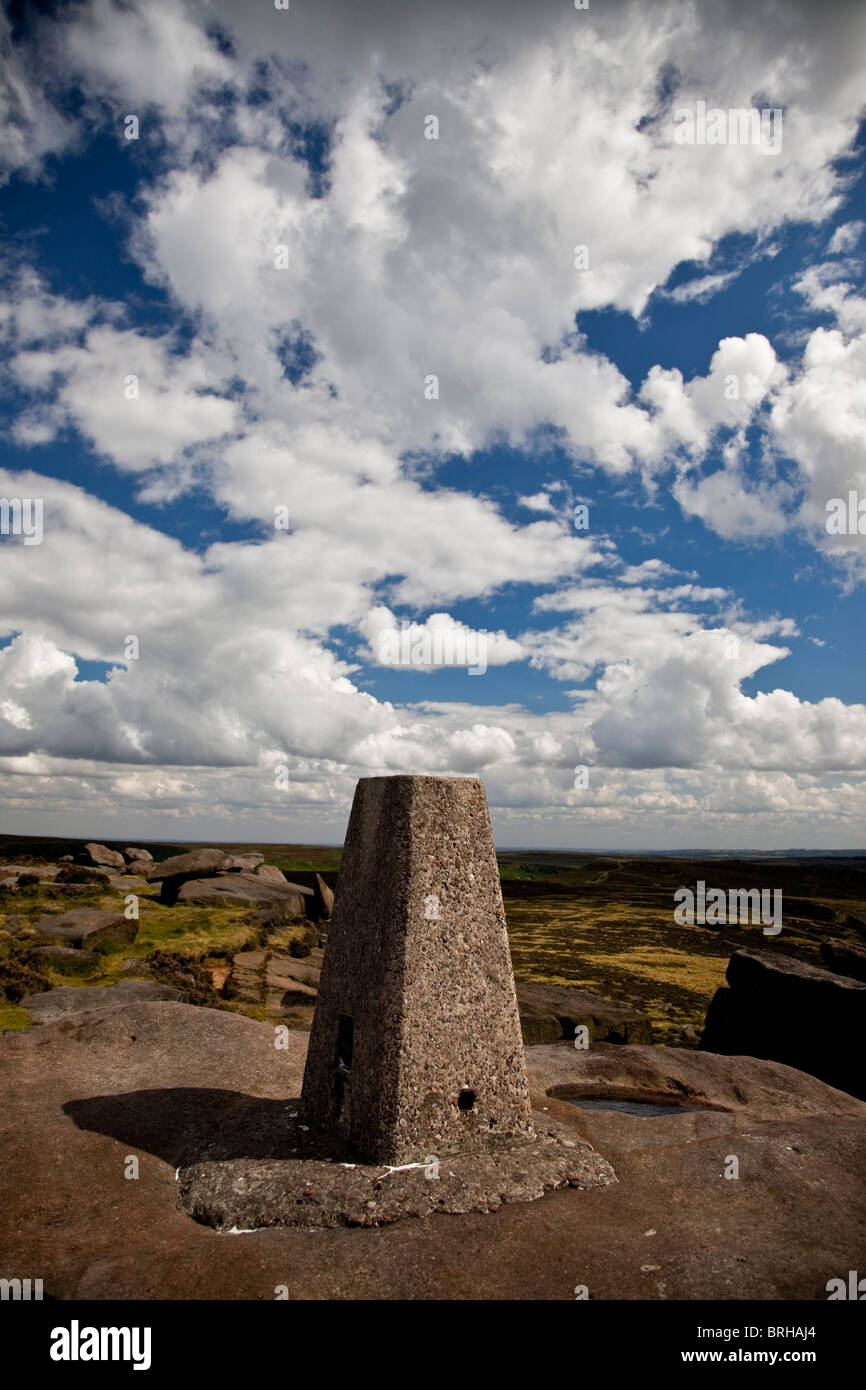 High Neb Trig point on Stanage Edge in the Peak District Derbyshire ...