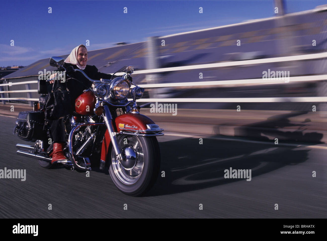 Woman riding harley davidson motorcycle hi-res stock photography and ...