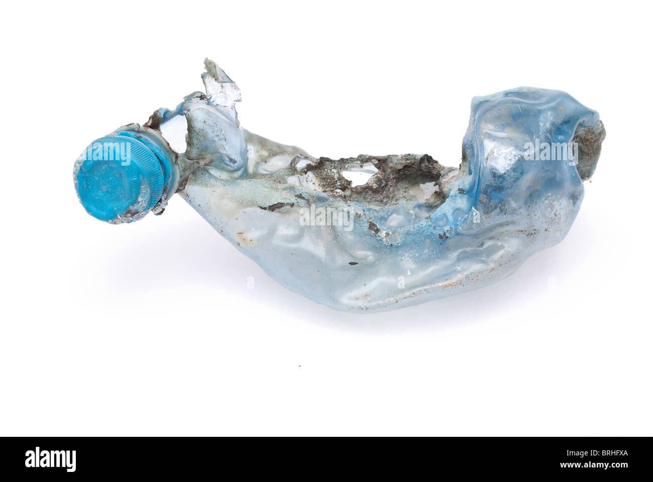 Squashed plastic blue bottle Stock Photo - Alamy