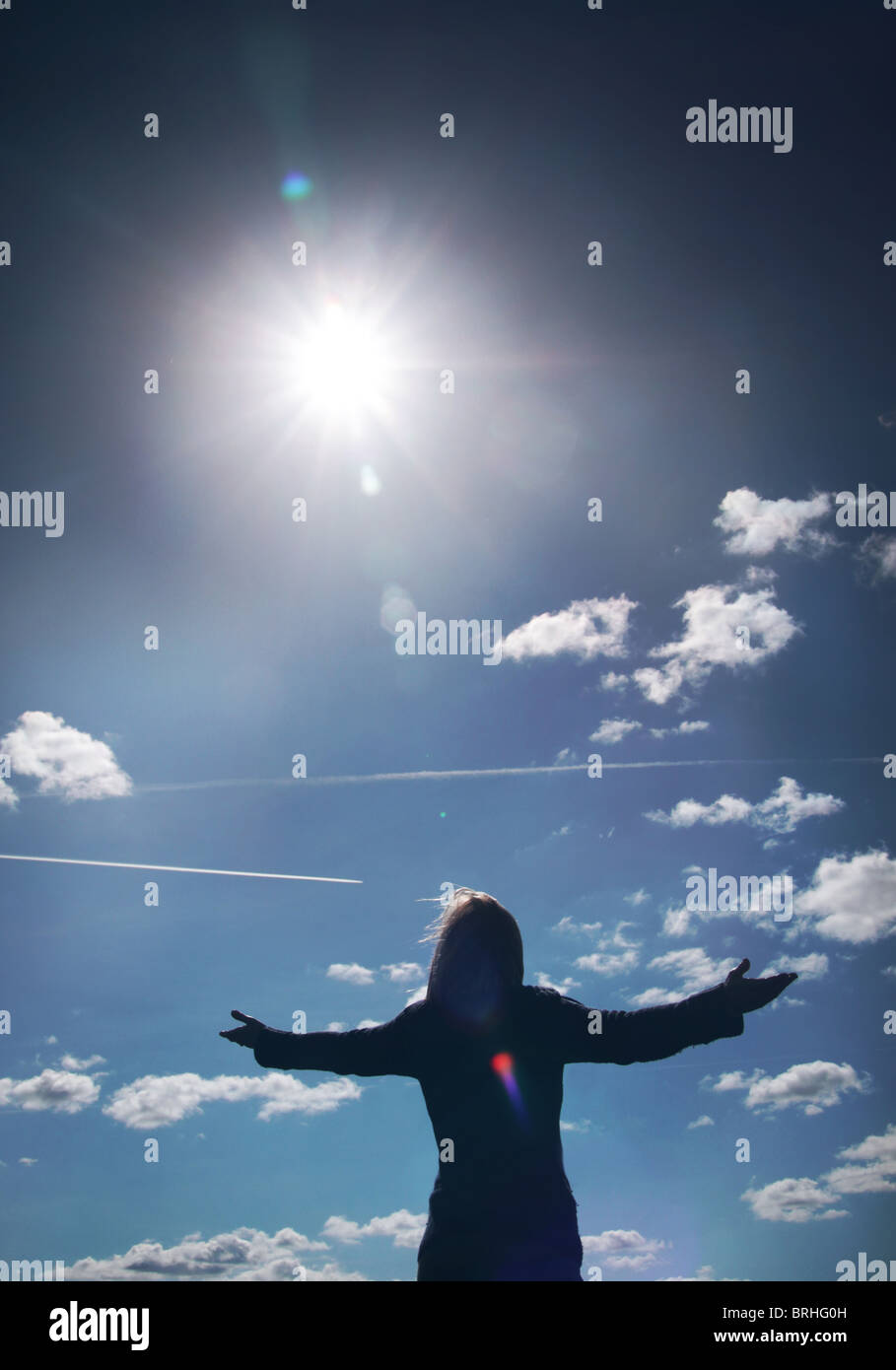 woman with outstretched arms Stock Photo - Alamy