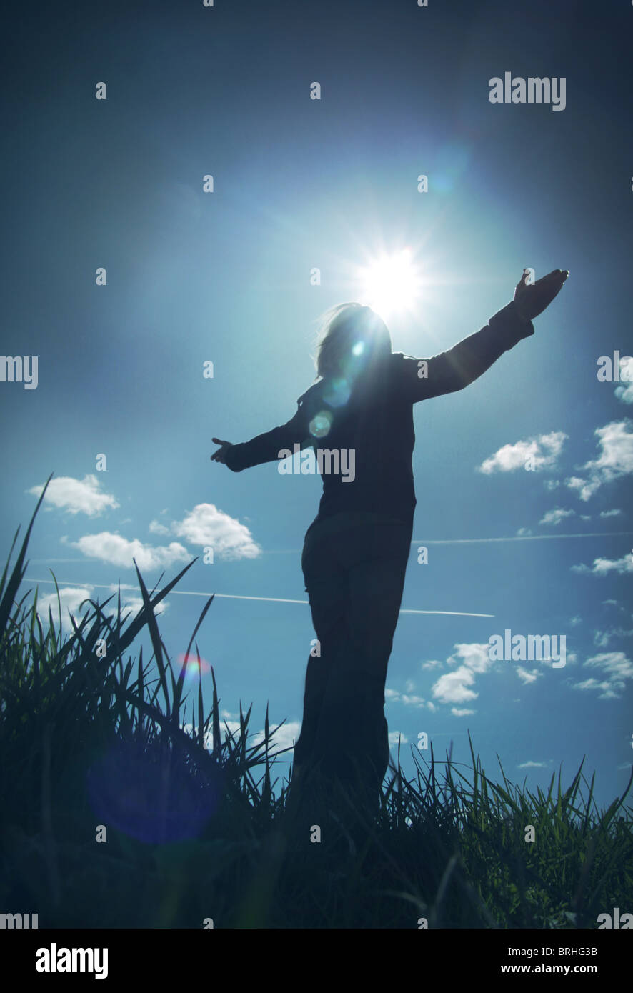 woman with outstretched arms Stock Photo - Alamy