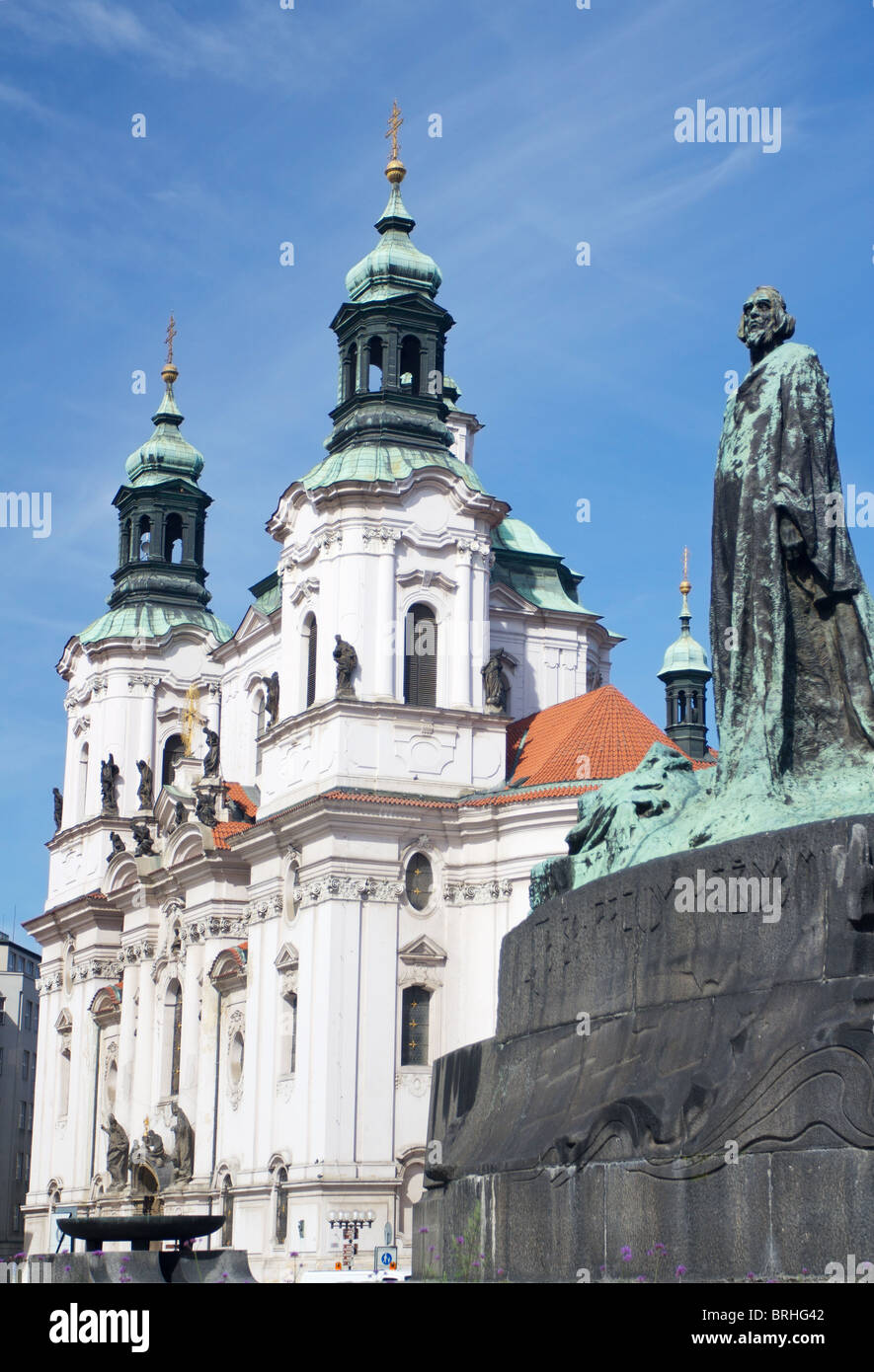 Jan Hus Memorial in Front of Saint Nicholas Church in Prague Stock ...
