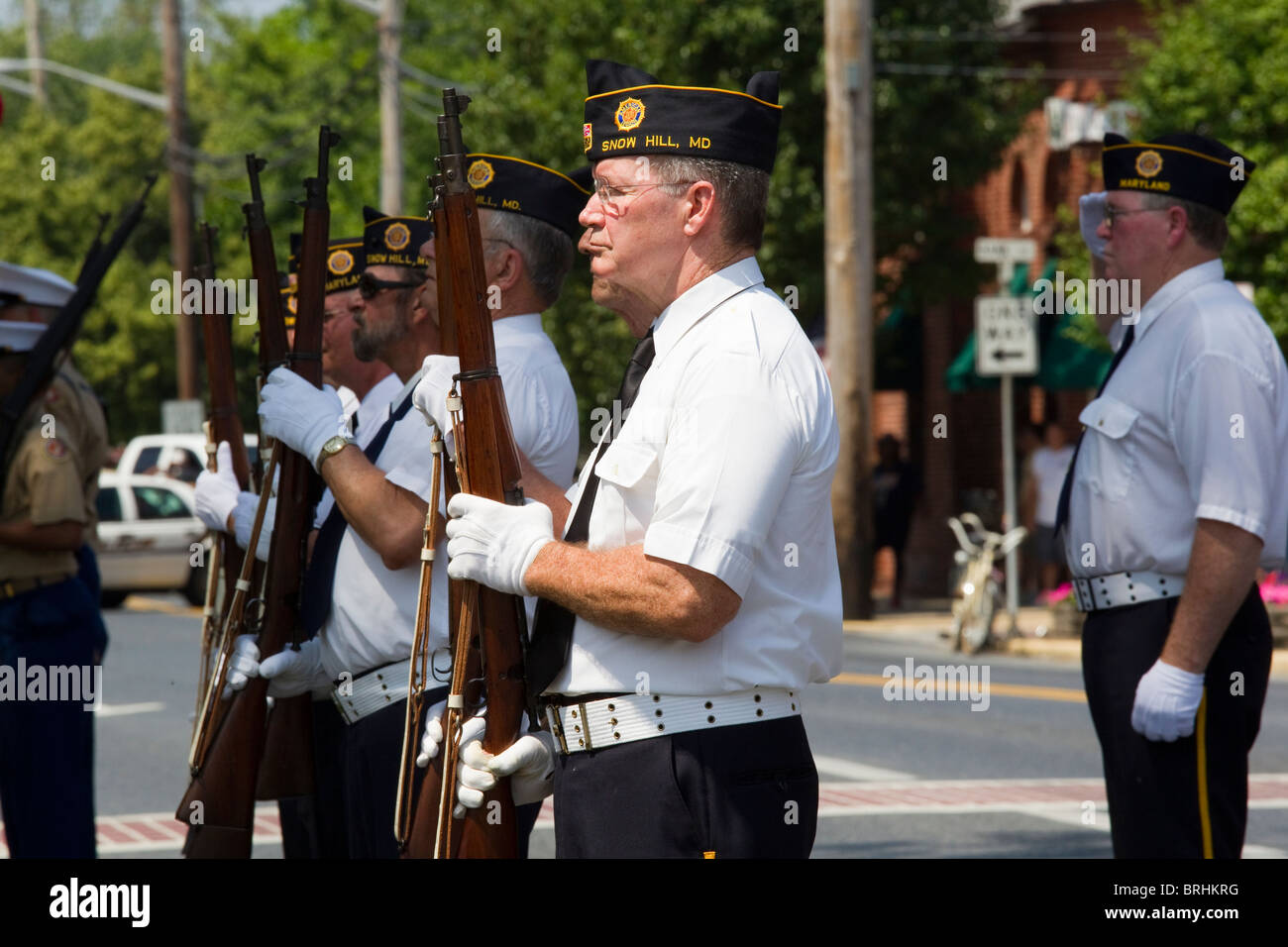 Rifle Corps at attention during Memorial Day commemoration with ...