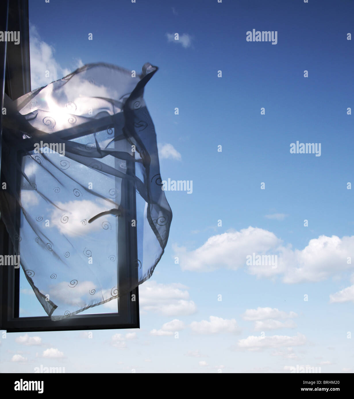Open window curtain blowing hi-res stock photography and images - Alamy