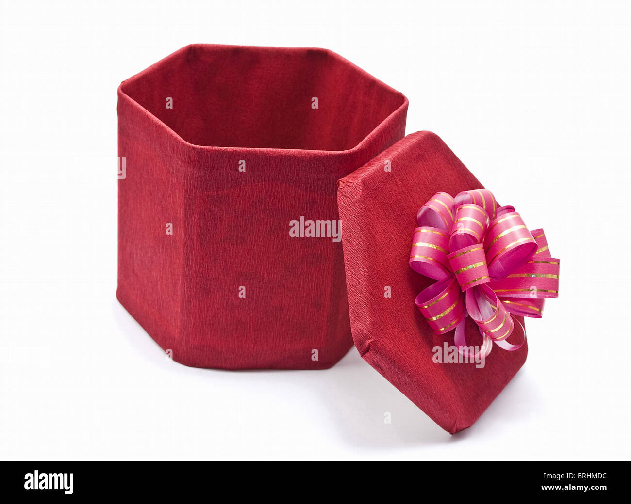 Open red gift box with bow Stock Photo - Alamy