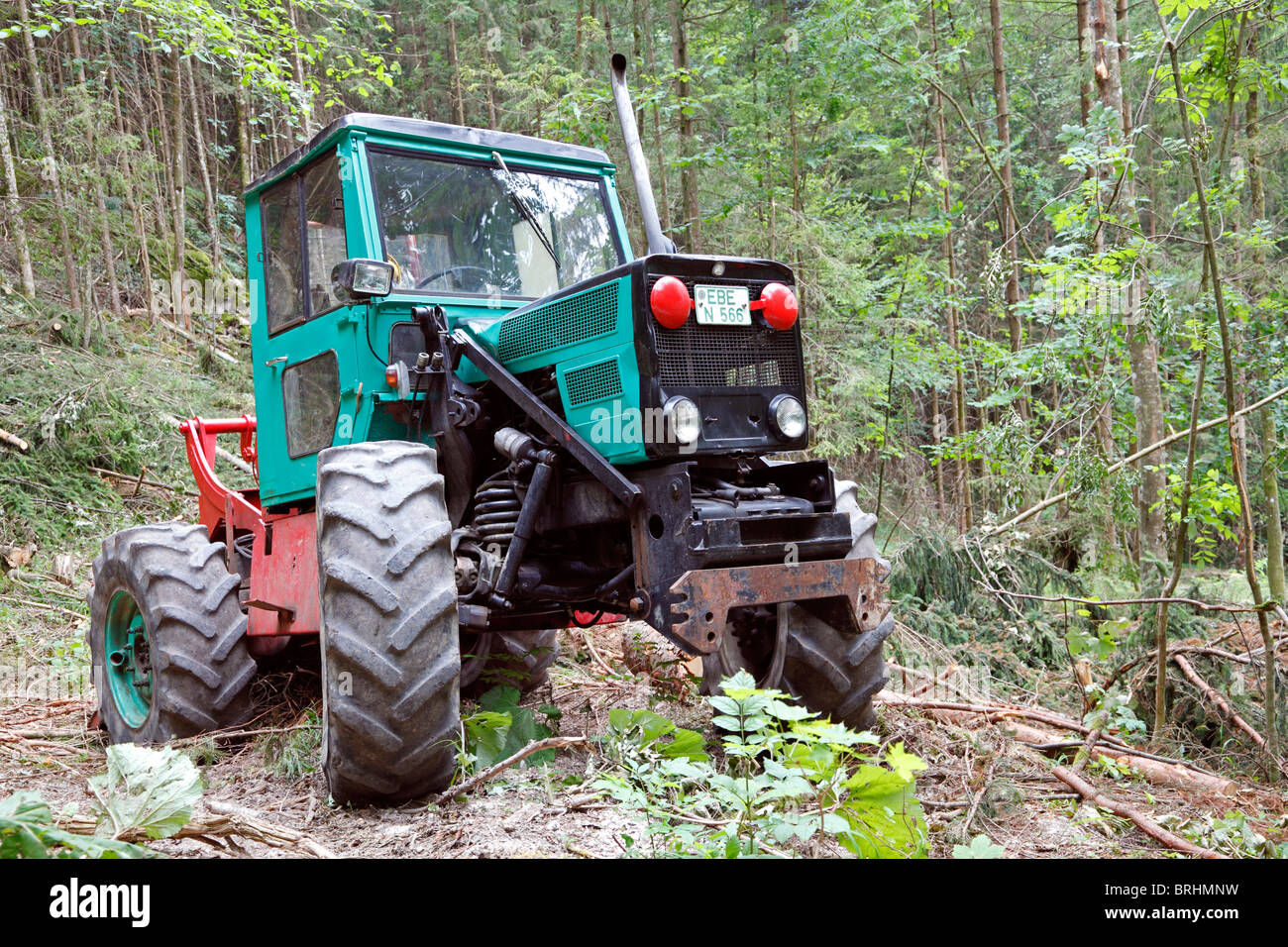 Forest tractor in the mountain forests on the mountain Jenner near ...