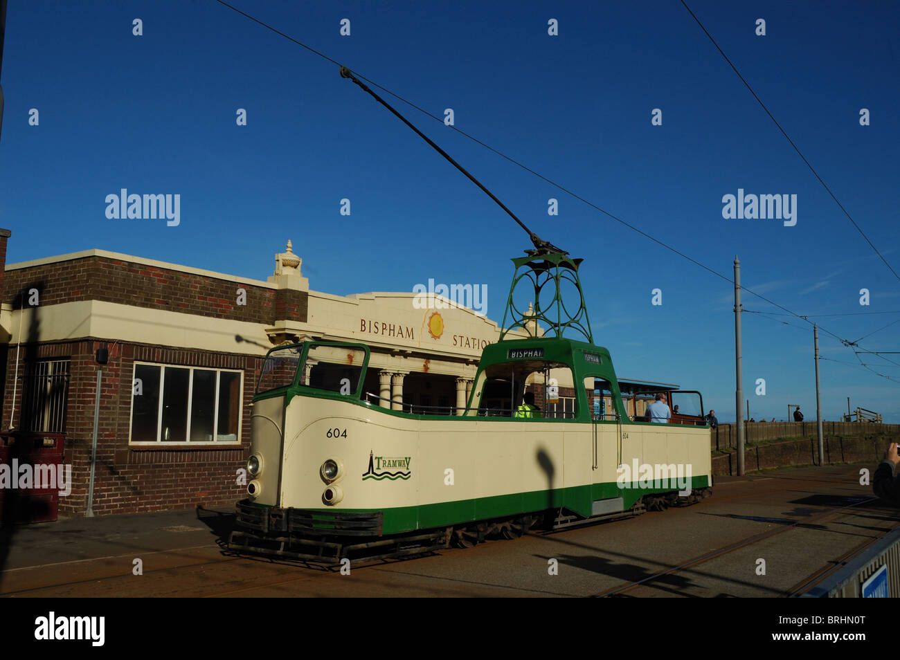 Blackpool boat tram at bispham staion Stock Photo - Alamy