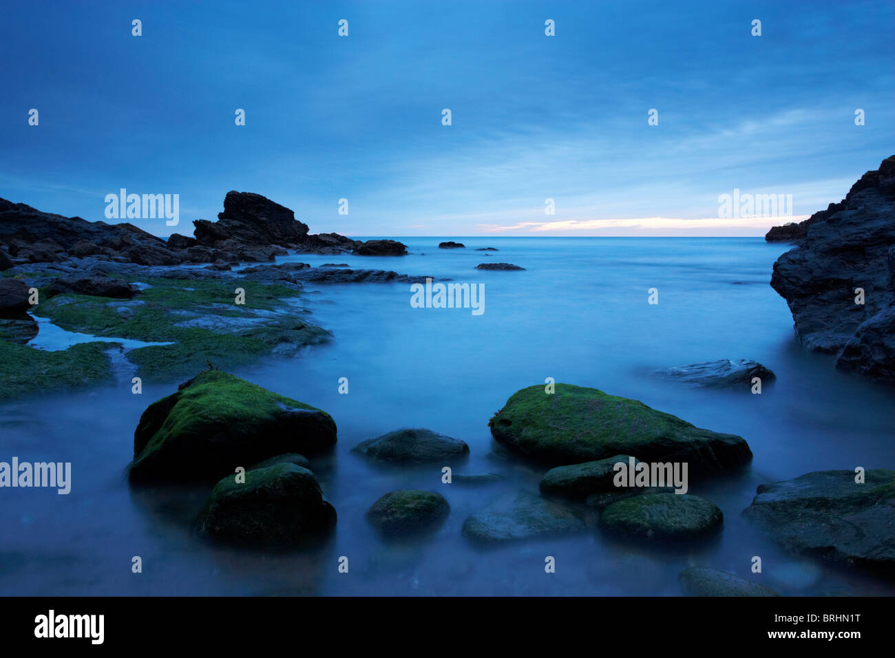 Twilight at Lundy Bay on the North Cornwall Coast Stock Photo - Alamy