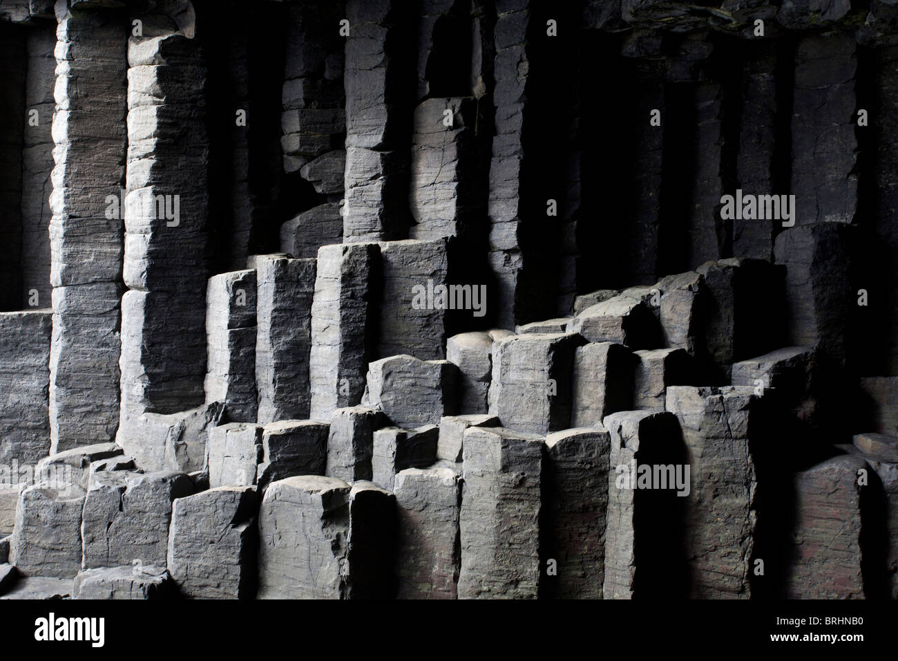 Natural basalt columns in the Fingal's Cave, isle of Staffa, Outer ...