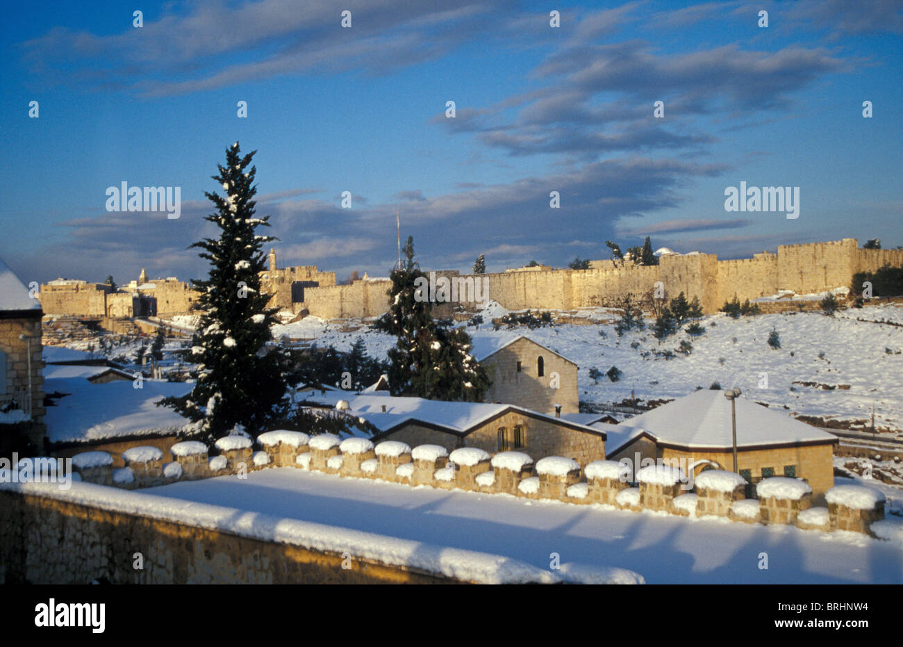 Israel, Snow over the Old City of Jerusalem Stock Photo - Alamy
