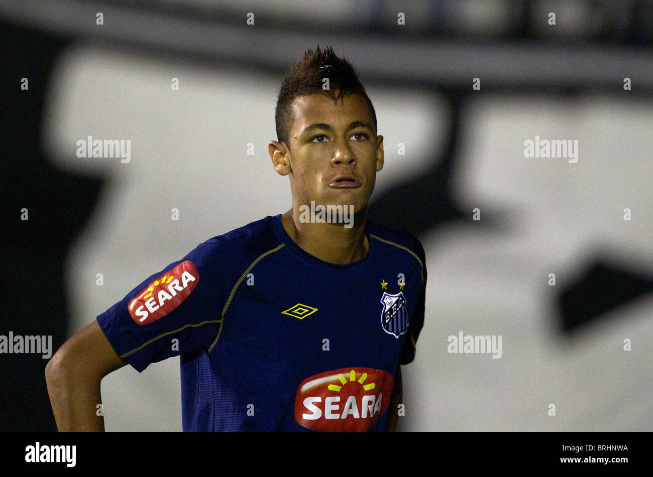 Young Brazilian footballer and rising star Neymar in action for Santos ...