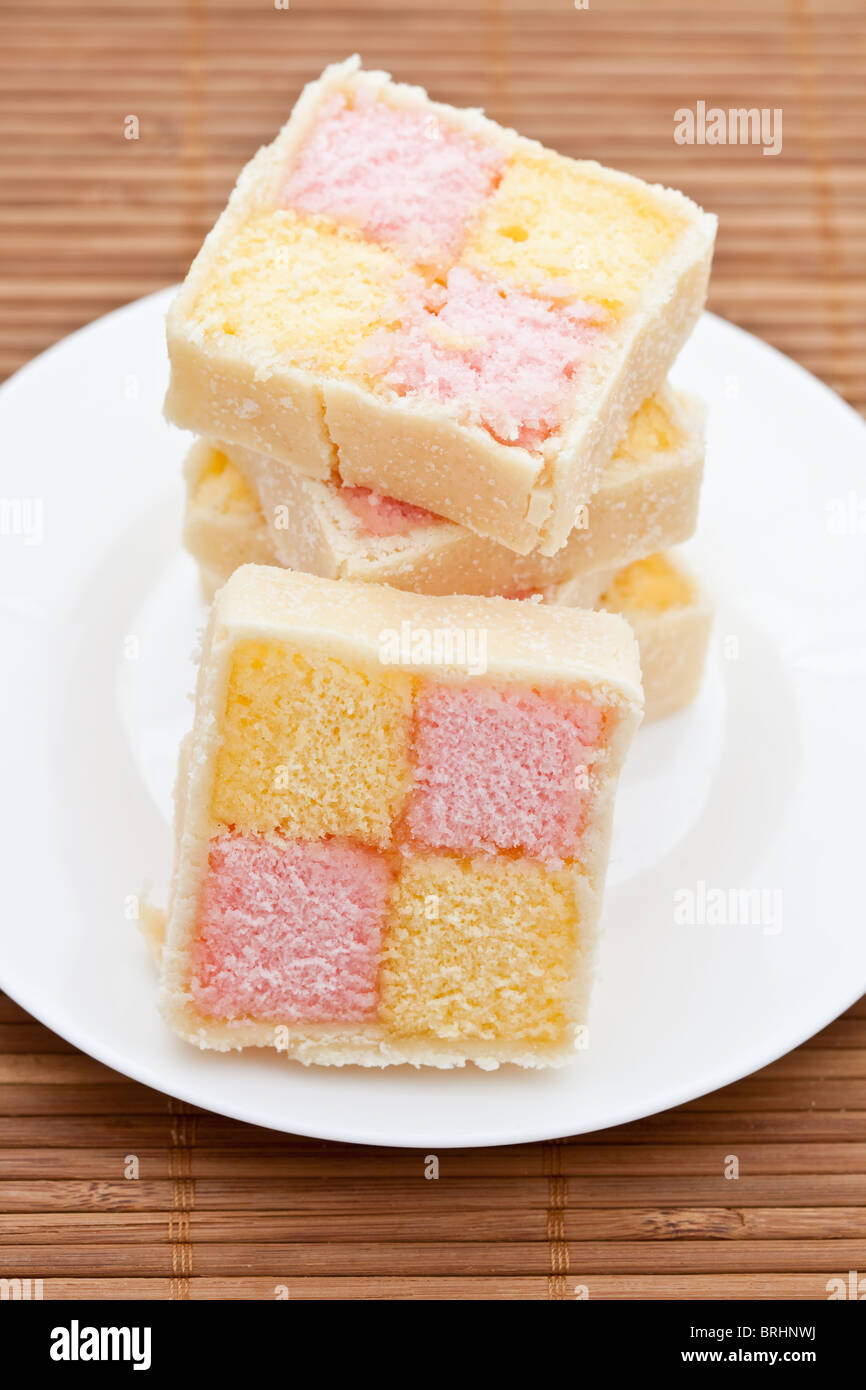 Slices of battenberg cake Stock Photo - Alamy