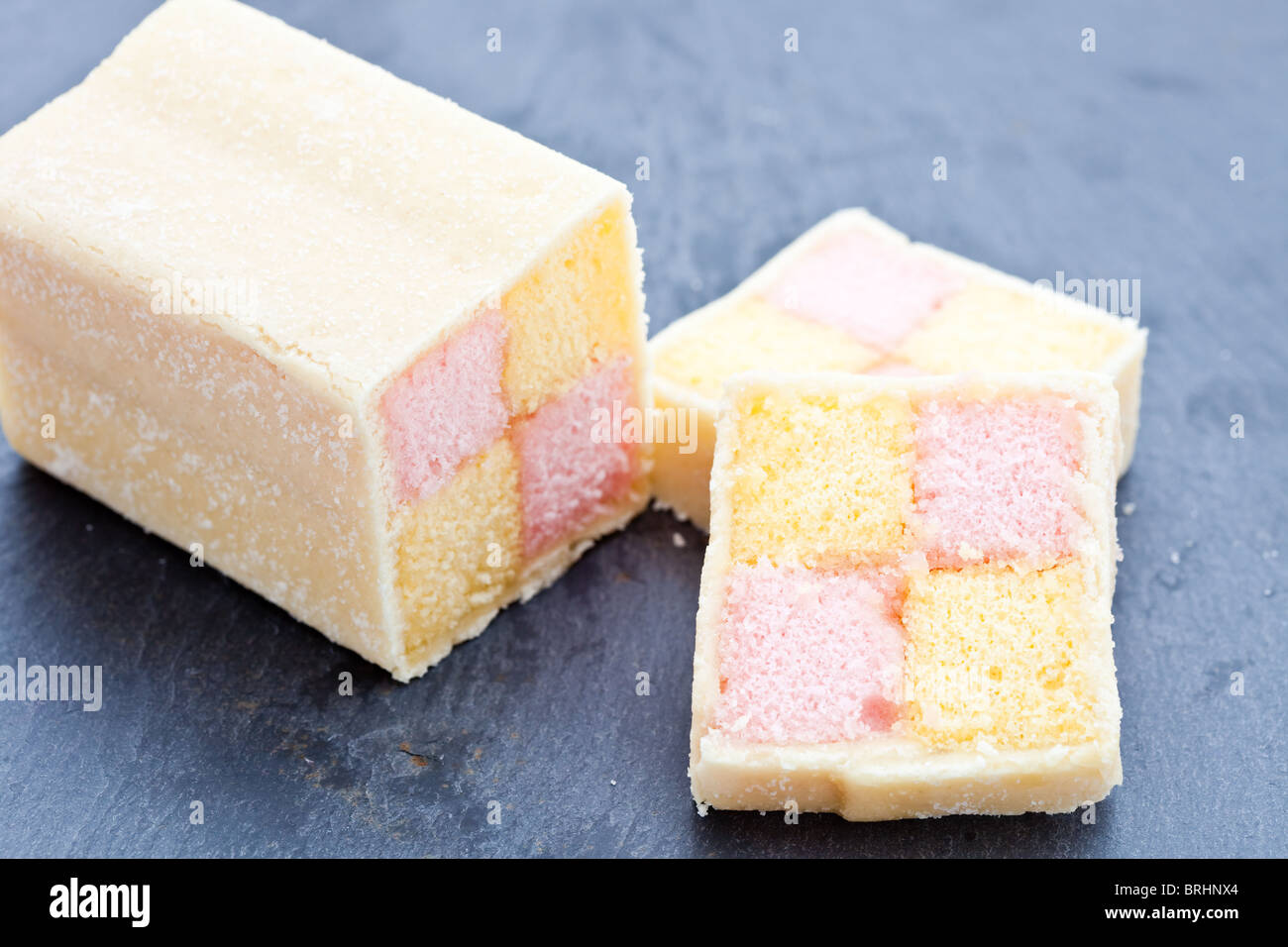 Slices of battenberg cake Stock Photo - Alamy