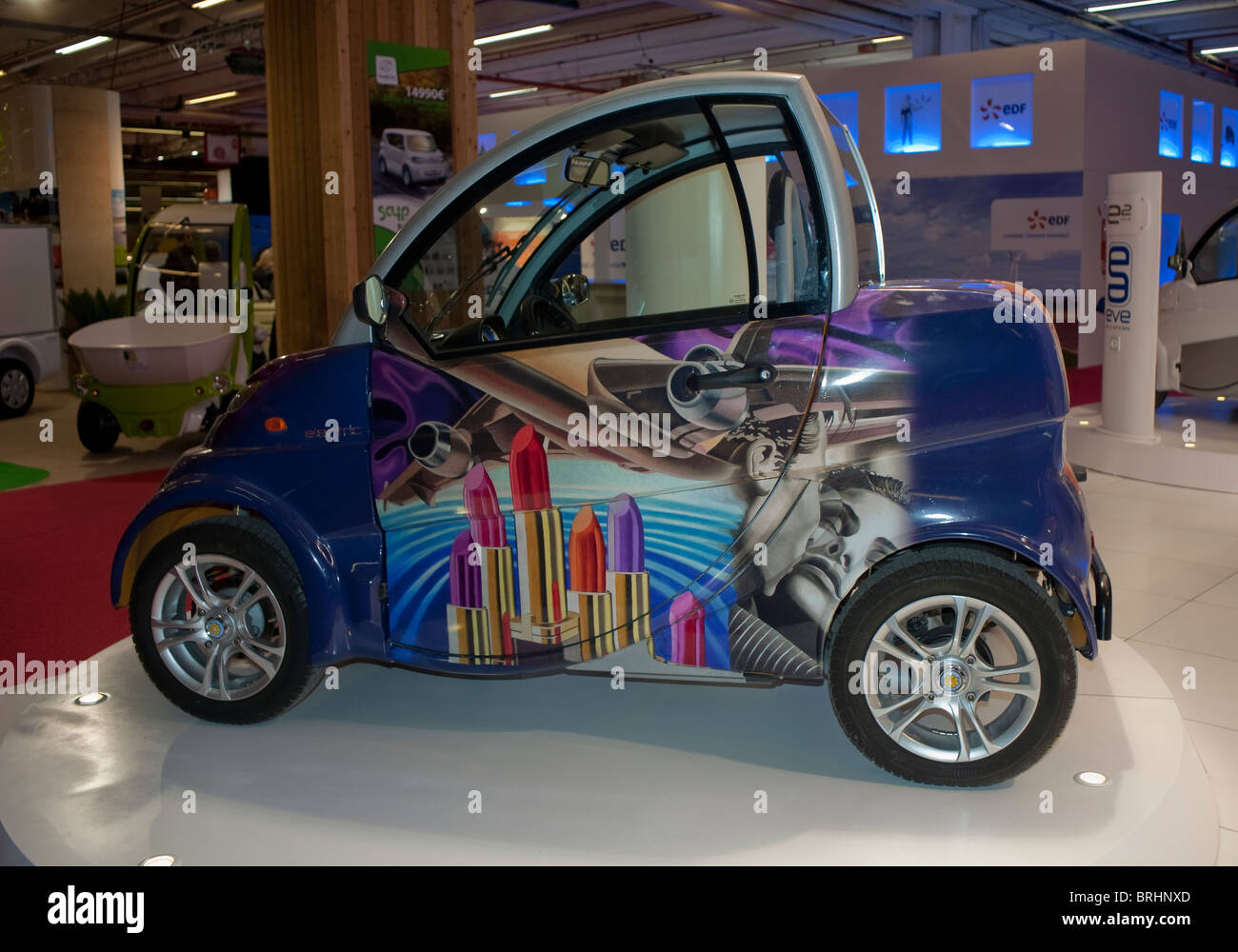 Paris, France, Display Paris Car Show, Electric Microcars, Eve, French ...