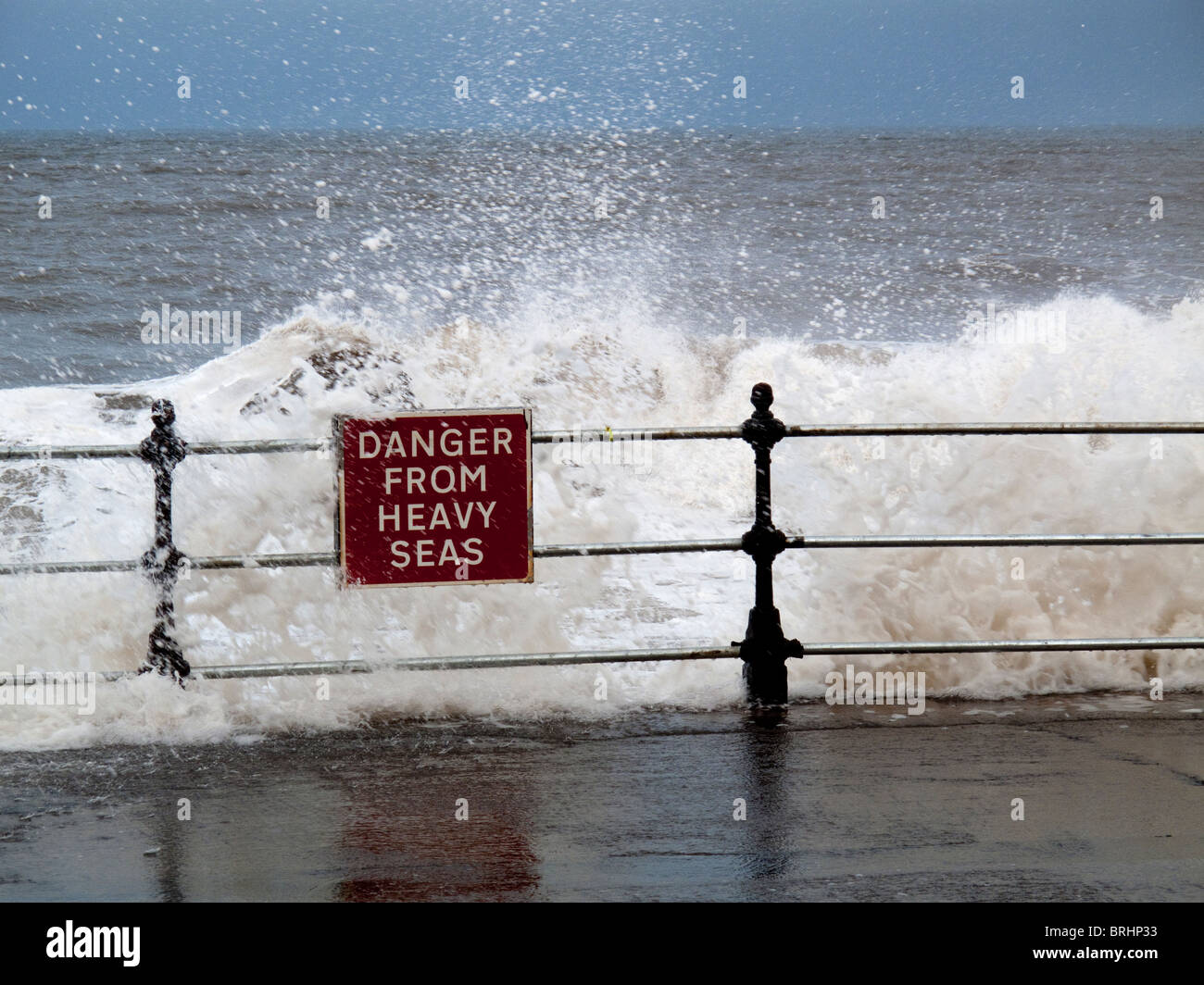Danger from Heavy seas sign at Scarborough, North Yorkshire, UK Stock ...