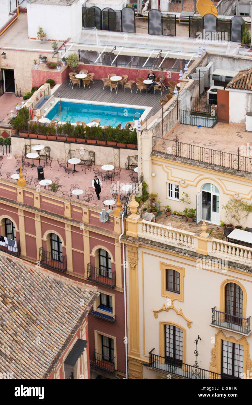 rooftop swimming pool and restaurant in seville Stock Photo - Alamy